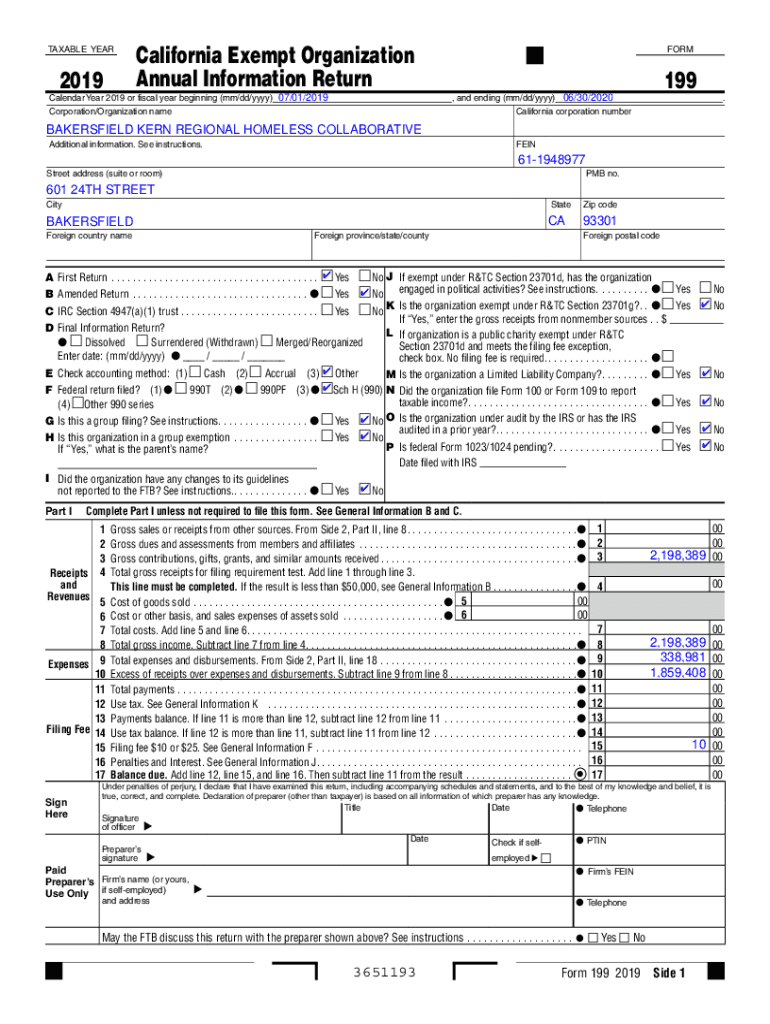 Fillable Online www.ftb.ca.gov forms 20212021 Form 199: California ...