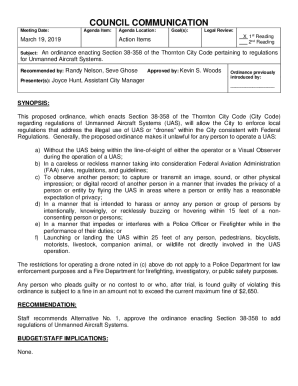 Fillable Online An ordinance enacting Section 38-358 of the Thornton ...