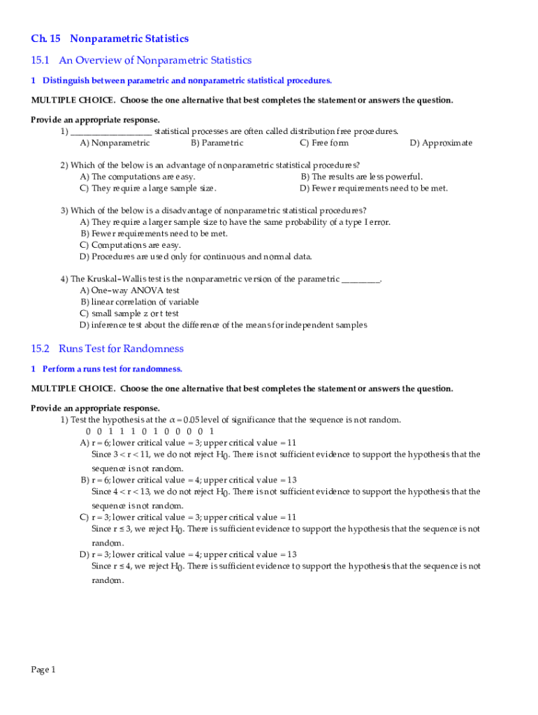 Fillable Online Nonparametric Statistics - Overview, Types ... Fillable Online Nonparametric Statistics - Overview, Types ...