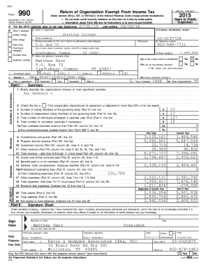 Fillable Online Return of Organization Exempt From Income Tax 2015 ...