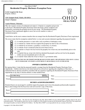 Fillable Online List - Residential Property Disclosure Exemption Form ...