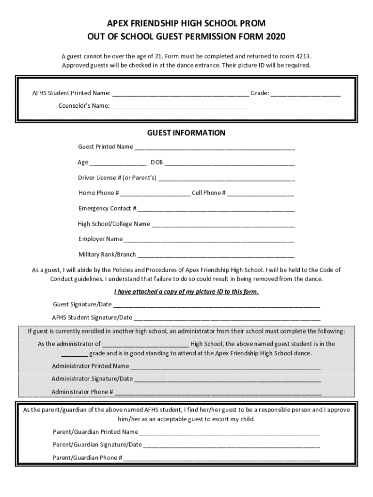 Fillable Online AFHS Prom Guest Permission Form.pdf Fax Email Print ...