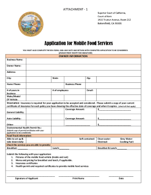 Fillable Online Application for Mobile Food Services Fax Email Print ...
