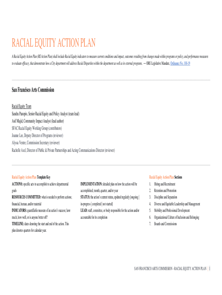 Fillable Online RACIAL EQUITY ACTION PLAN TEMPLATE PHASE 1 - San ...