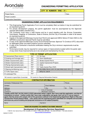 Fillable Online ENGINEERING PERMITTING APPLICATION - Avondale, AZ Fax Email Print - pdfFiller