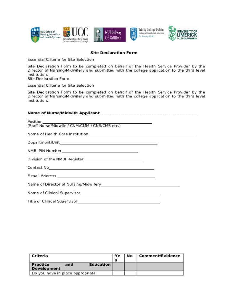 www.universityofgalway.iemediaregistrySite Declaration Advanced Nurse ...
