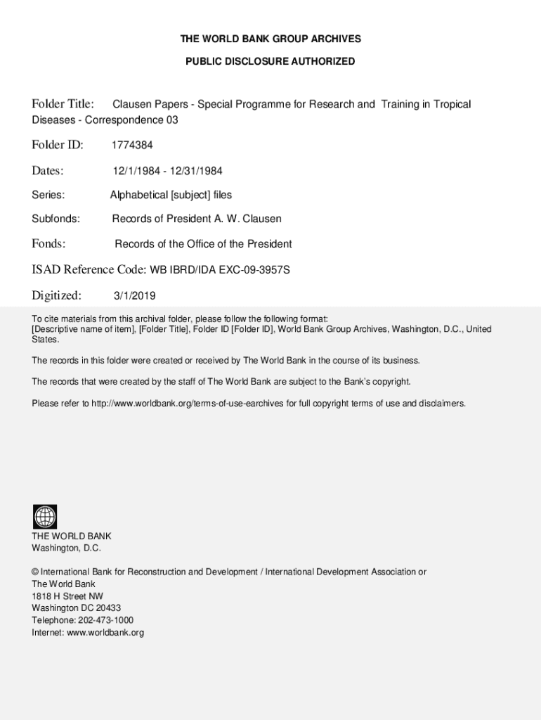 Fillable Online pubdocs.worldbank.orgpubdocspublicdocTHE WORLD BANK GROUP ARCHIVES PUBLIC ...