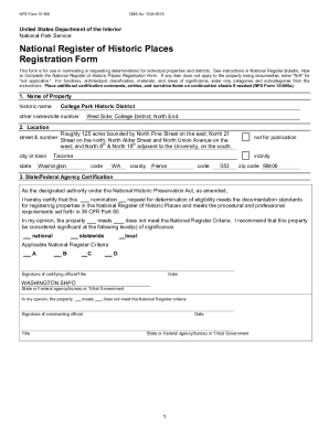 Fillable Online NR NOM Form - College Park Historic District - Primary ...