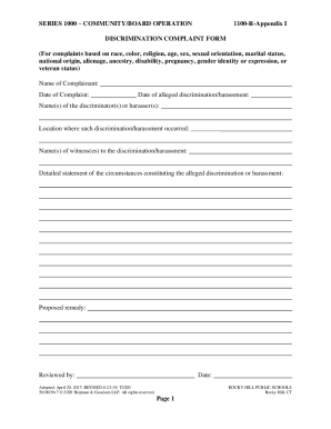 Fillable Online 1100-R-APPENDIX 1-Discrimination Complaint Form REVISED 8-22-19; T2020 Fax Email ...