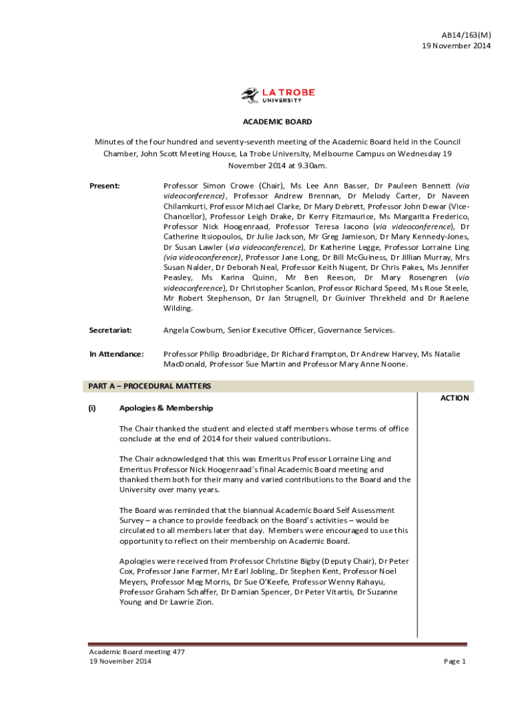 Fillable Online www.latrobe.edu.au0006639969ACADEMIC BOARD Present - La ...