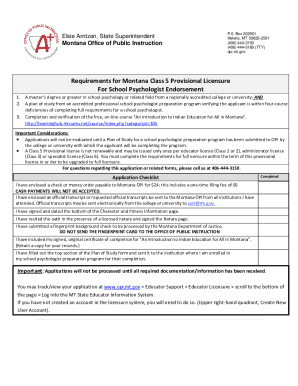 Fillable Online opi mt Requirements for Montana Class 5 Provisional ...