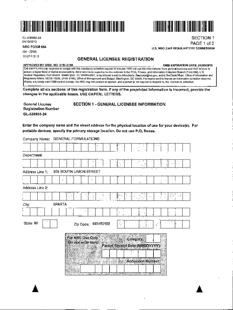 Fillable Online GL Registration from General Formulations Fax Email Print - pdfFiller