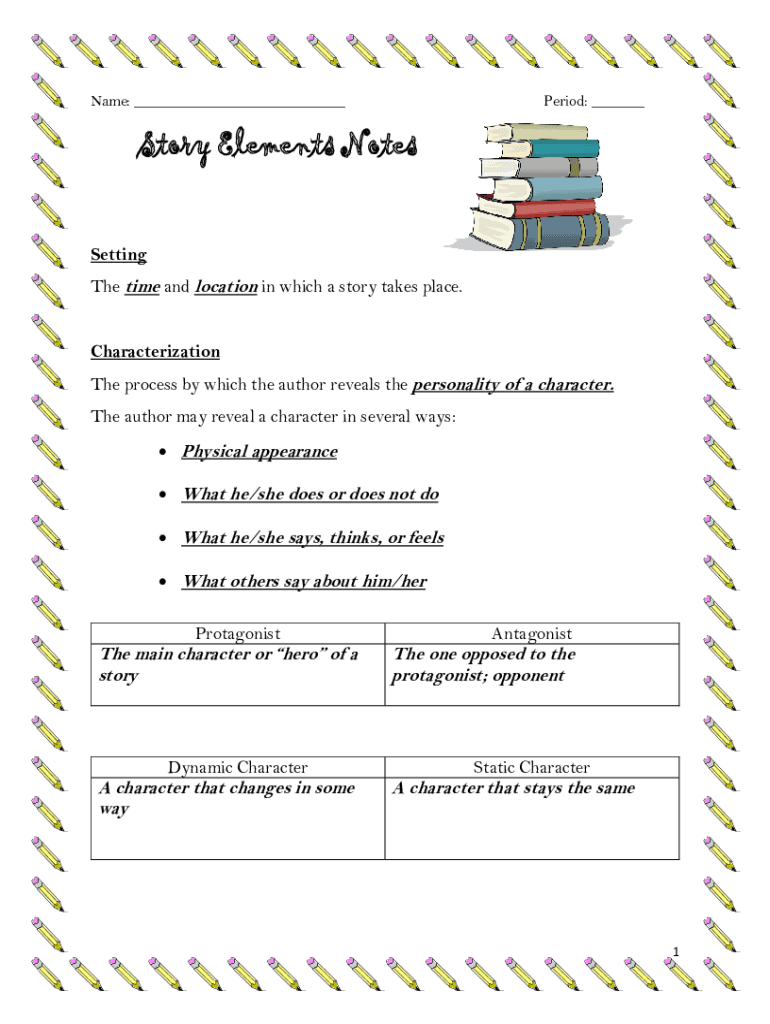 Fillable Online 5 Elements of a Story Explained (Free Worksheet ...
