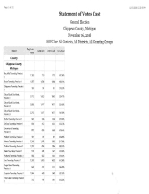 Fillable Online www.michigan.gov-mediaof Statement of Votes Cast ...
