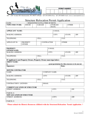Fillable Online Structure Relocation Permit Application Fax Email Print ...