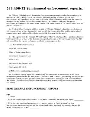 Fillable Online 522.406-13 Semiannual enforcement reports. SEMI-ANNUAL ...