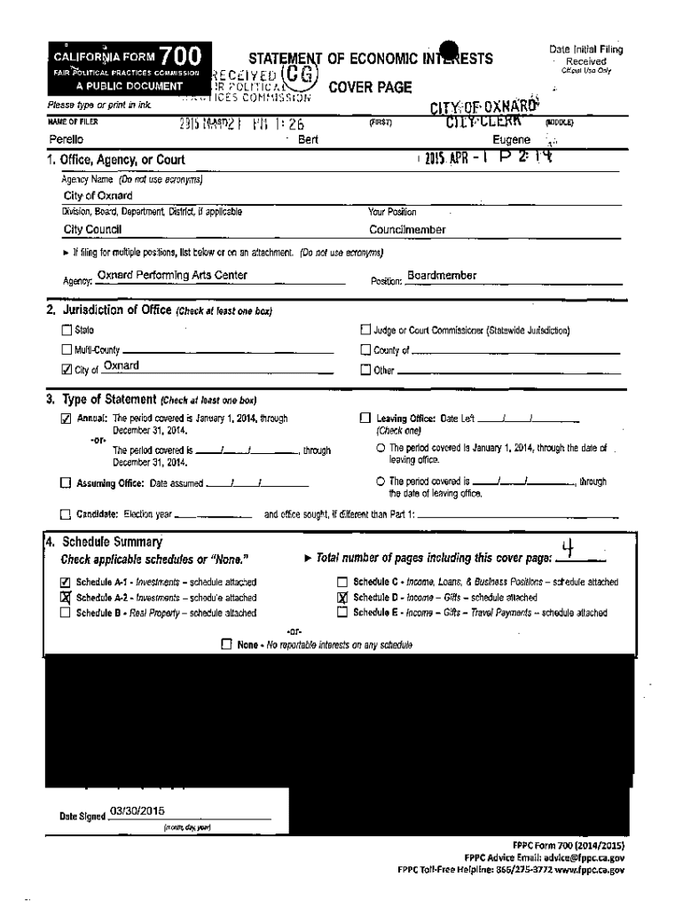 Fillable Online Form 700 - FPPC HomeForm 700 - Attorney General of ...