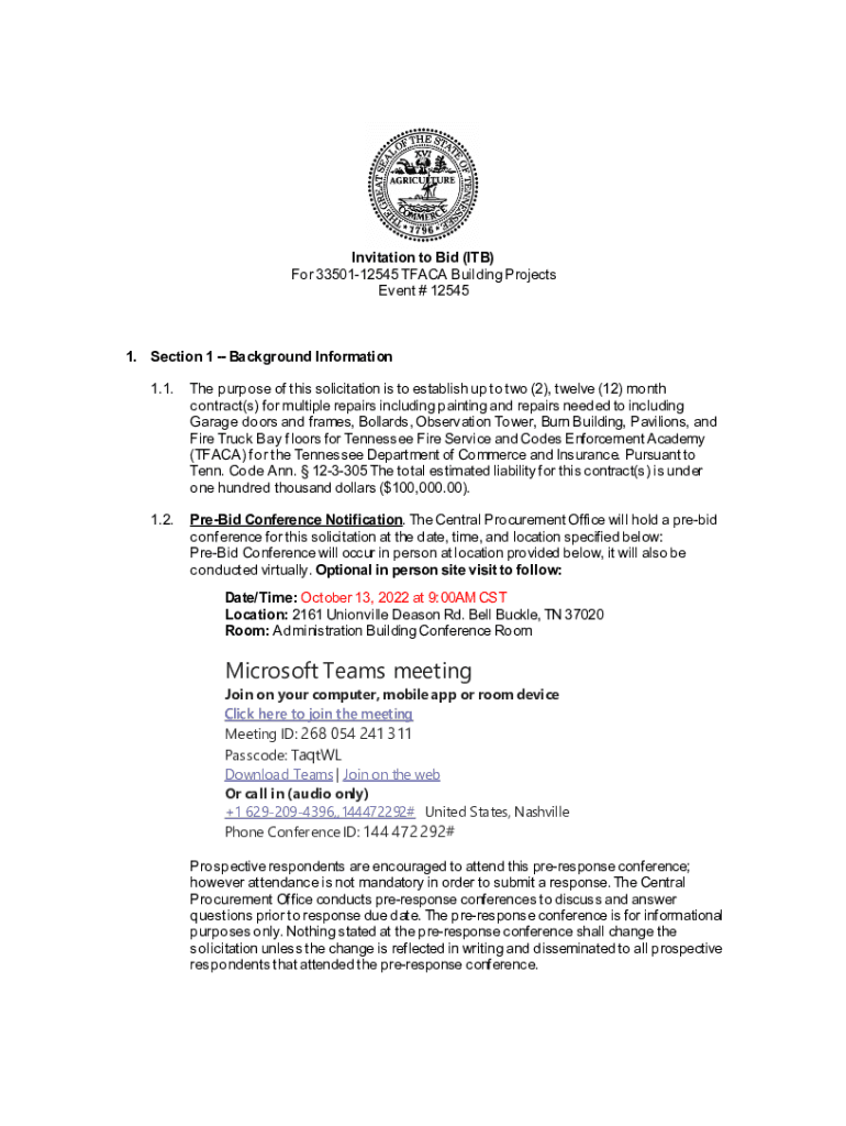 Fillable Online www.tn.gov ITB33501-12545SpecificationsTennessee Fire ...