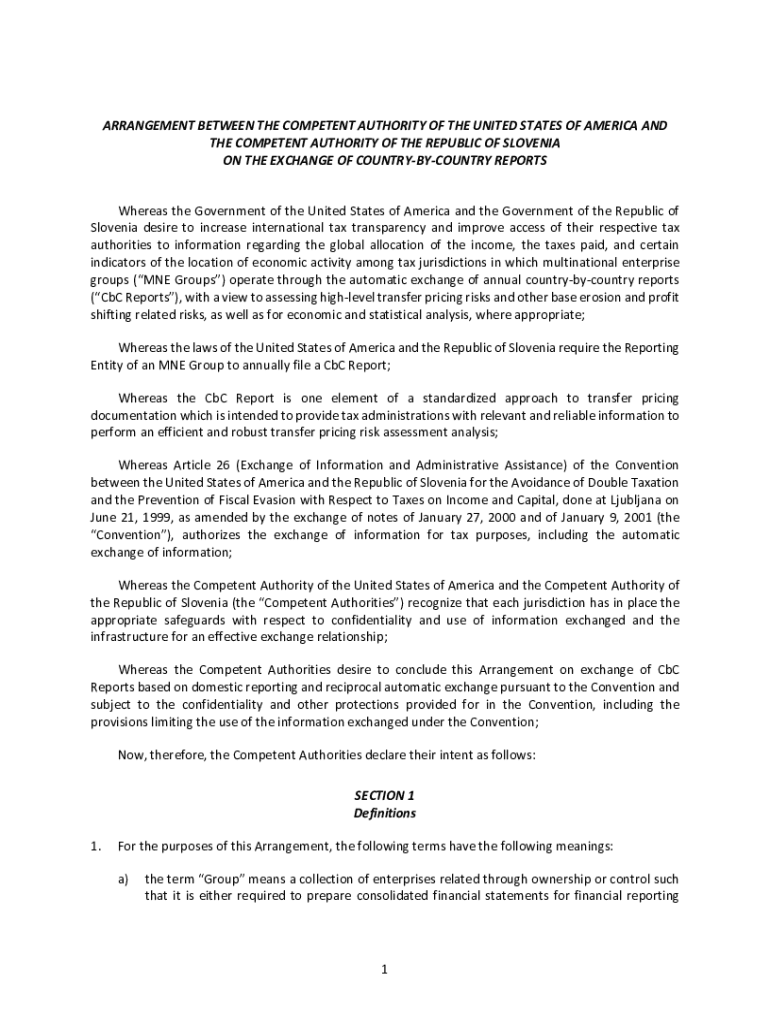 Fillable Online Competent Authority ArrangementsInternal Revenue ...