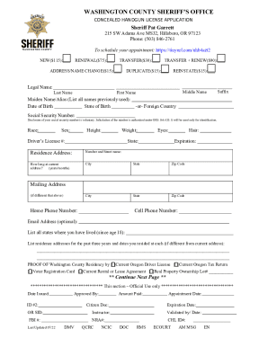 Fillable Online Sheriff Office: CONCEALED HANDGUN LICENSE APPLICATION ...