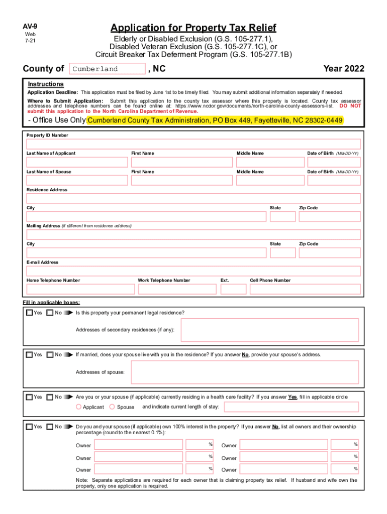 Fillable Online www.uslegalforms.comform-librarytaxNC AV-9 2021-2022 - Fill out Tax Template ...