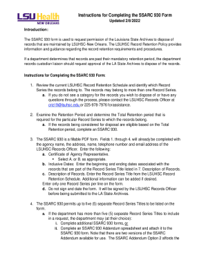 Fillable Online Instructions for Completing the SSARC 930 Form - LSU ...