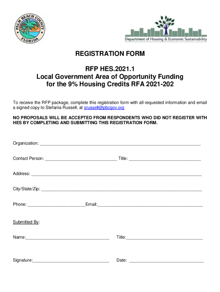 Fillable Online REGISTRATION FORM RFP HES.2021.1 Local Government Area ...