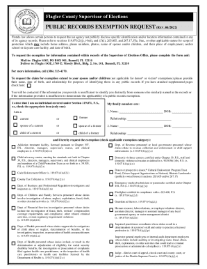 Fillable Online Public Records Exemption Request (Revised 08-2021) Fax ...