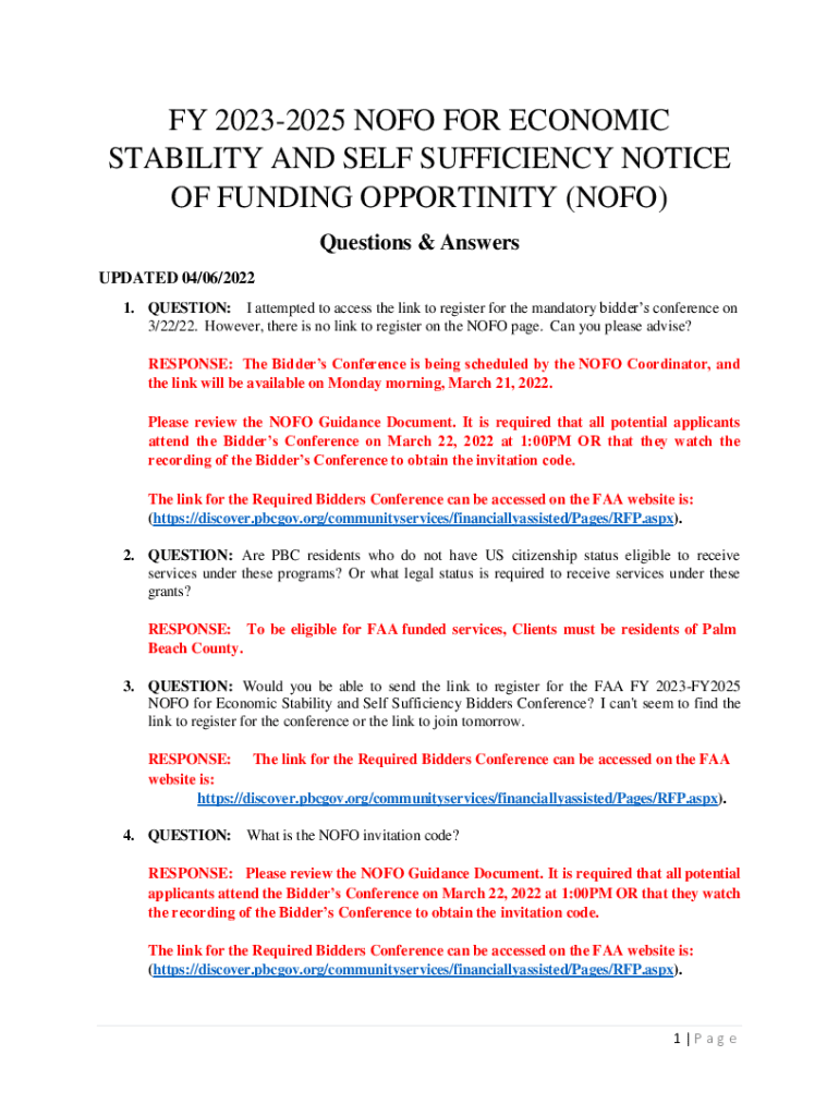 Fillable Online FY 2023-2025 NOFO FOR ECONOMIC STABILITY AND SELF ...