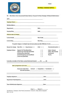 Fillable Online PAYROLL CHANGE NOTICE Fax Email Print - pdfFiller
