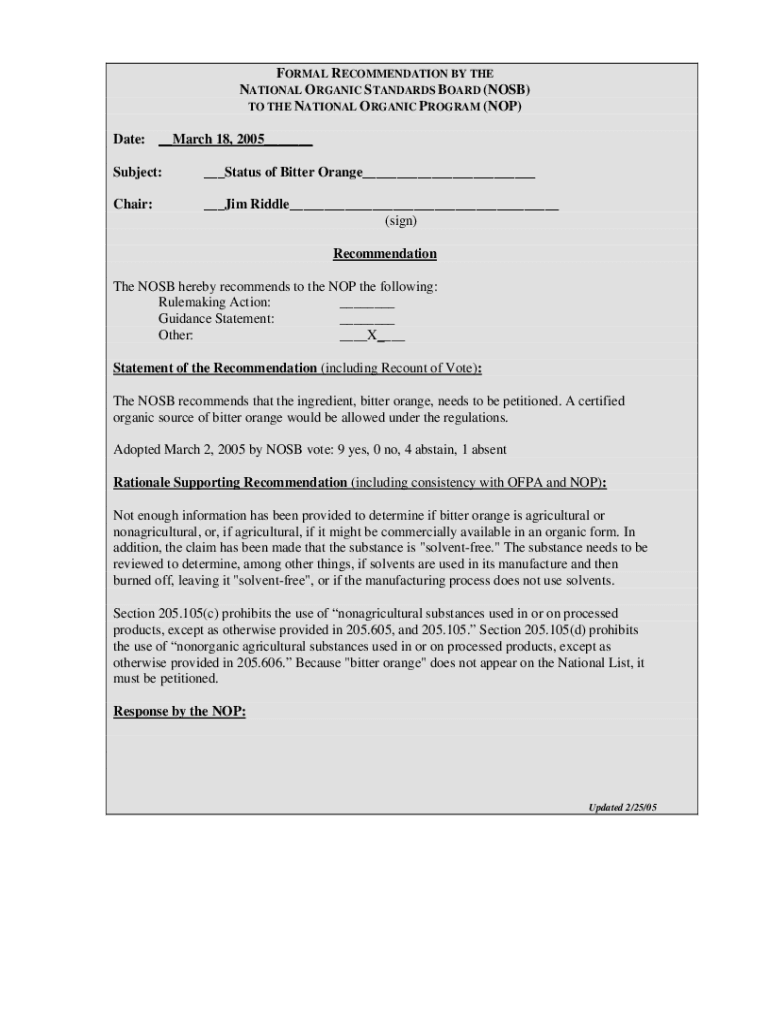 Fillable Online ams.ewaps.usda.govsitesdefaultFormal Recommendation by ...