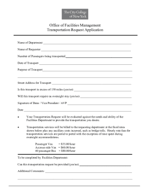 Fillable Online Transportation Request Guidelines: - CUNY Fax Email ...