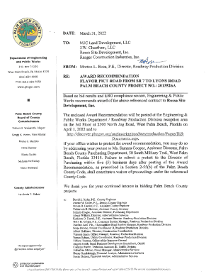 Fillable Online FROM: RE: FLAVOR PICT ROAD FROM SR 7 TO LYONS ROAD PALM ...