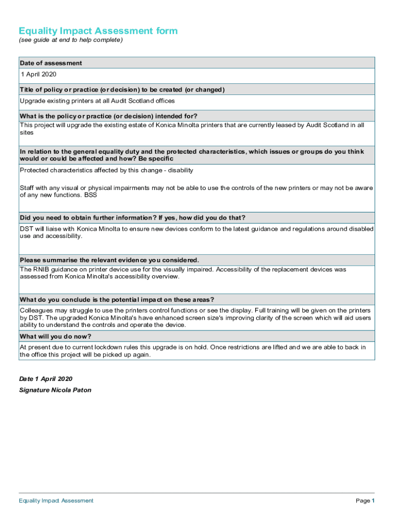 Fillable Online Equality Impact AssessmentForm - Tower Hamlets Fax ...