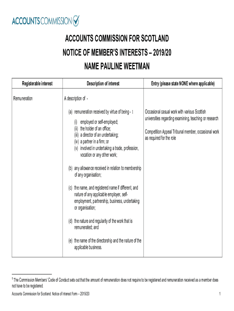 Fillable Online accounts commission for scotland notice of member's ...