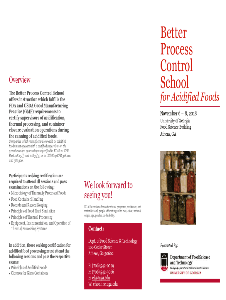 Fillable Online Better Process Control School for Acidified Foods ...
