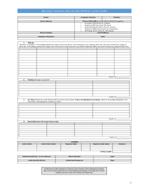 Fillable Online mileage, parking and other EXPENSE CLAIM FORM Fax Email ...