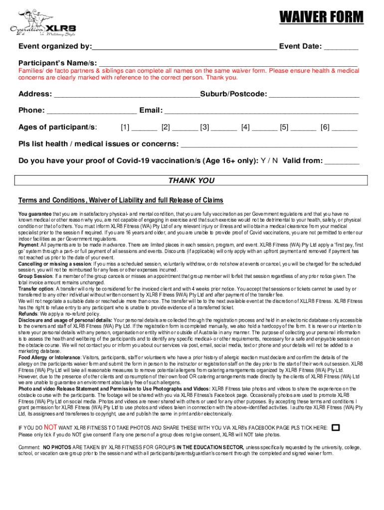 Fillable Online Event Waiver Templates - Road Runners Club of ...