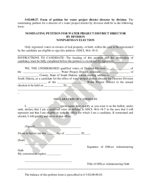 Fillable Online 5:02:08:27. Form of petition for water project district ...