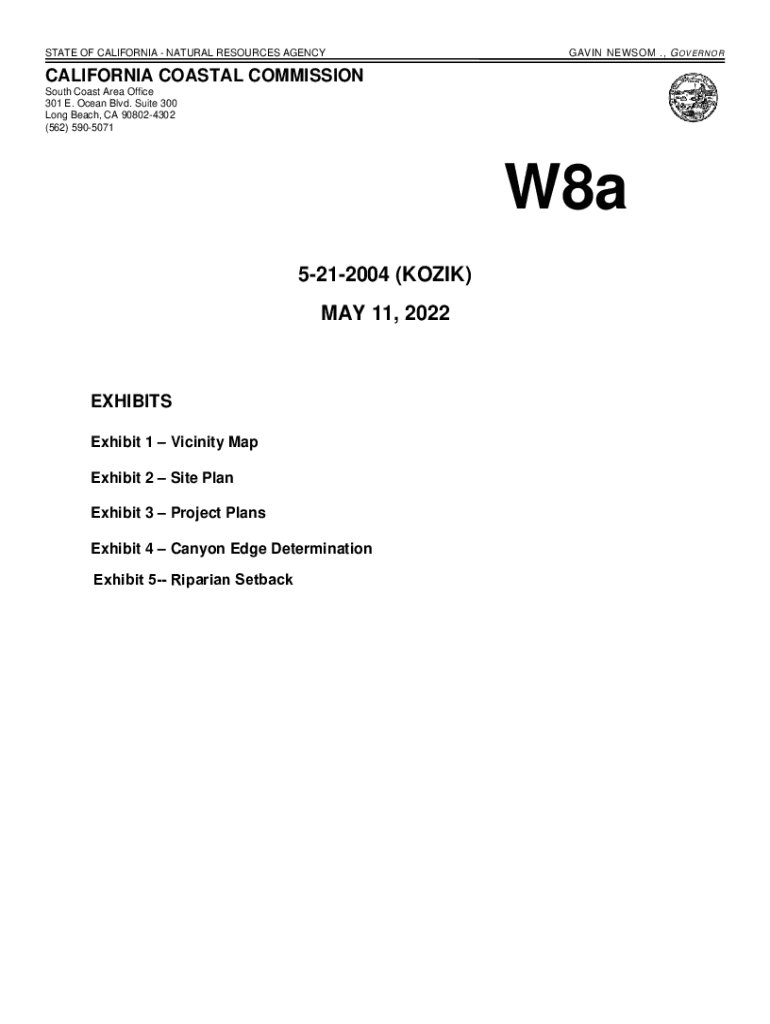 Fillable Online documents coastal ca documents.coastal.ca.gov W8a-7-2022-exhibitsSOUTH COAST ...