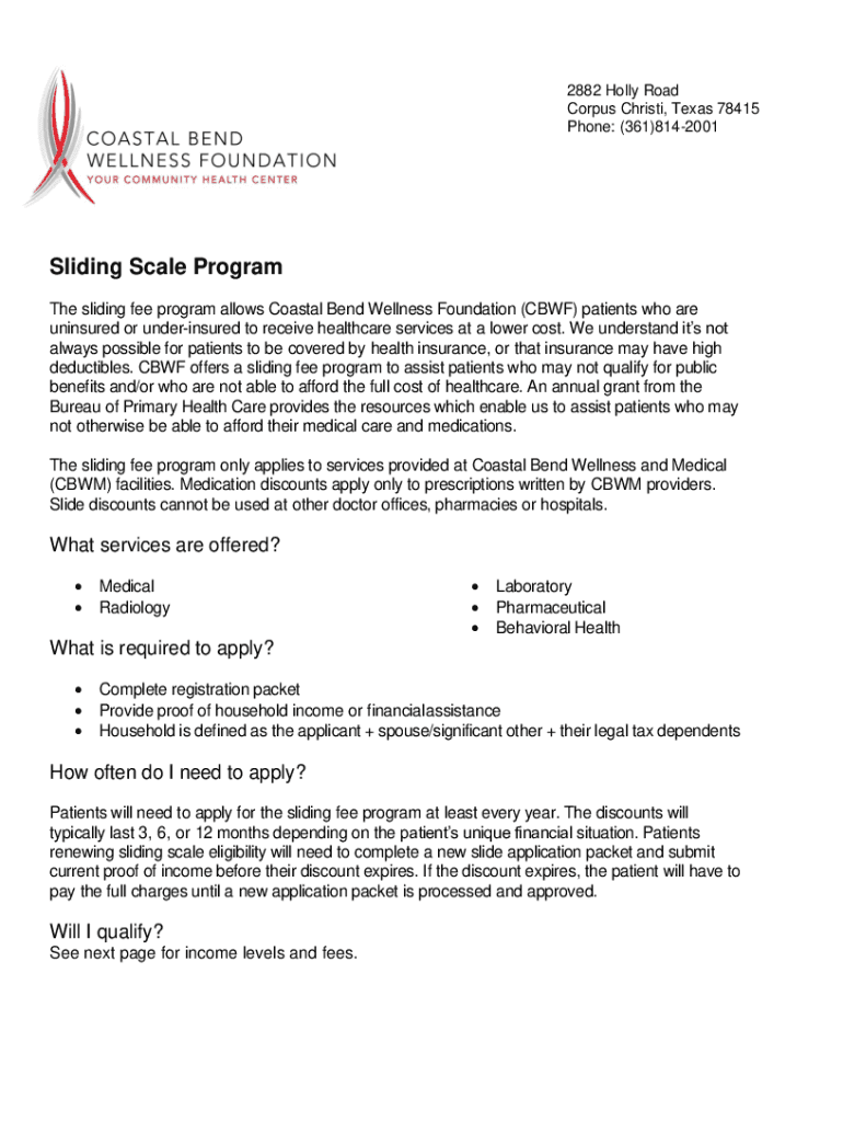Fillable Online Sliding Scale Program - COASTAL BEND WELLNESS ...