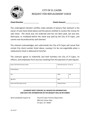 Fillable Online FORM - Request for Replacement Check.docx Fax Email ...