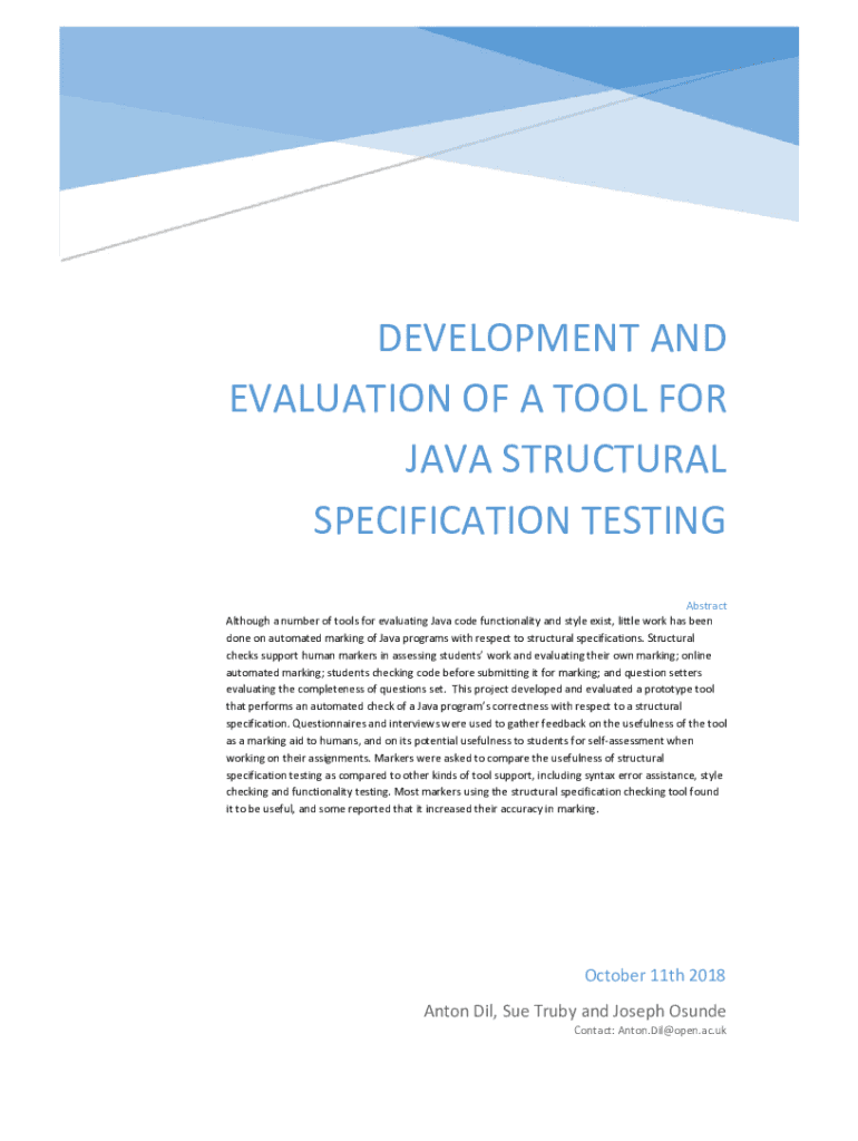 Fillable Online DEVELOPMENT AND EVALUATION OF A TOOL FOR JAVA ... Fax Email Print - pdfFiller