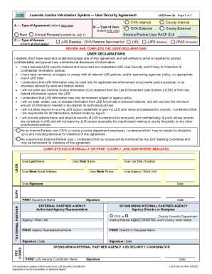 Fillable Online JJIS Form 2a - User Security Agreement Fax Email Print ...