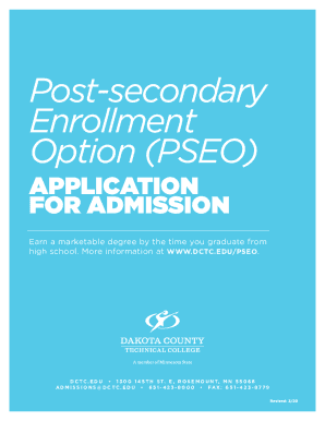 Fillable Online PSEO Application - Dakota County Technical College Fax ...