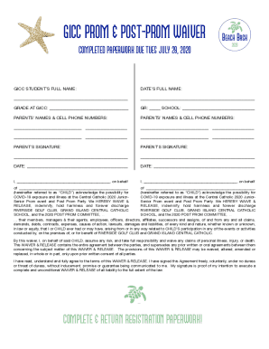 Fillable Online gicc prom & post-prom waiver Fax Email Print - pdfFiller