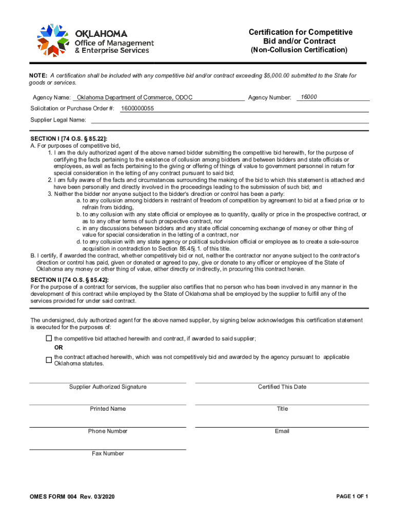 Fillable Online Bidder Instructions Cover Page - Oklahoma Fax Email Print - pdfFiller