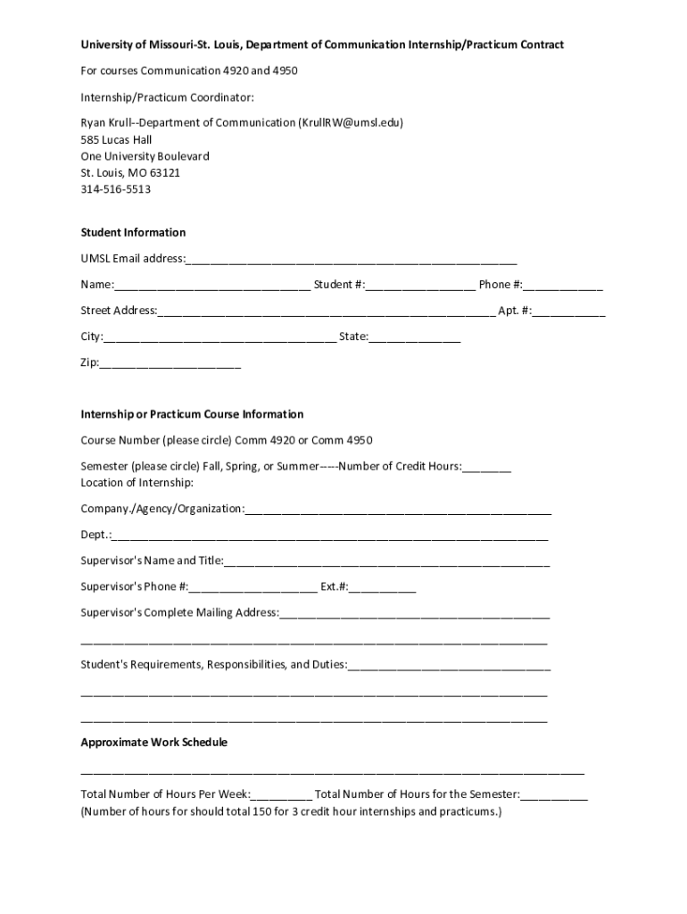 Fillable Online www.umsl.educommunicationCommContractUniversity of Missouri-St. Louis ...