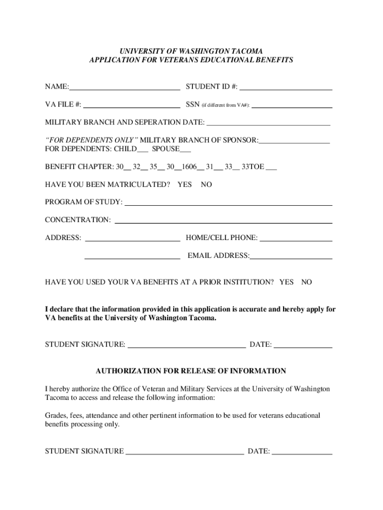 Fillable Online www.yumpu.comendocumentUW Tacoma VA application ...