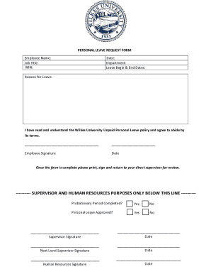 Fillable Online Personal Leave Request Form Wilkes University Fax Email ...